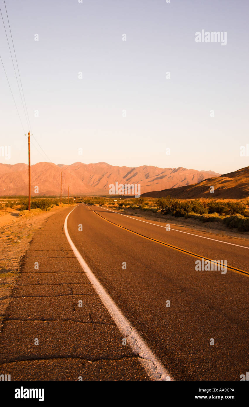 Desert road, route S22 through Anza-Borrego Desert State Park ...