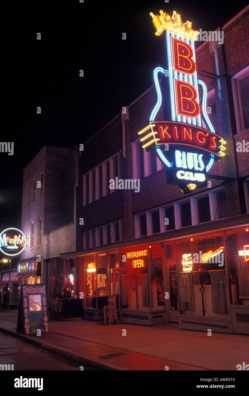 Bb king sign illuminated memphis blues club hi-res stock photography ...