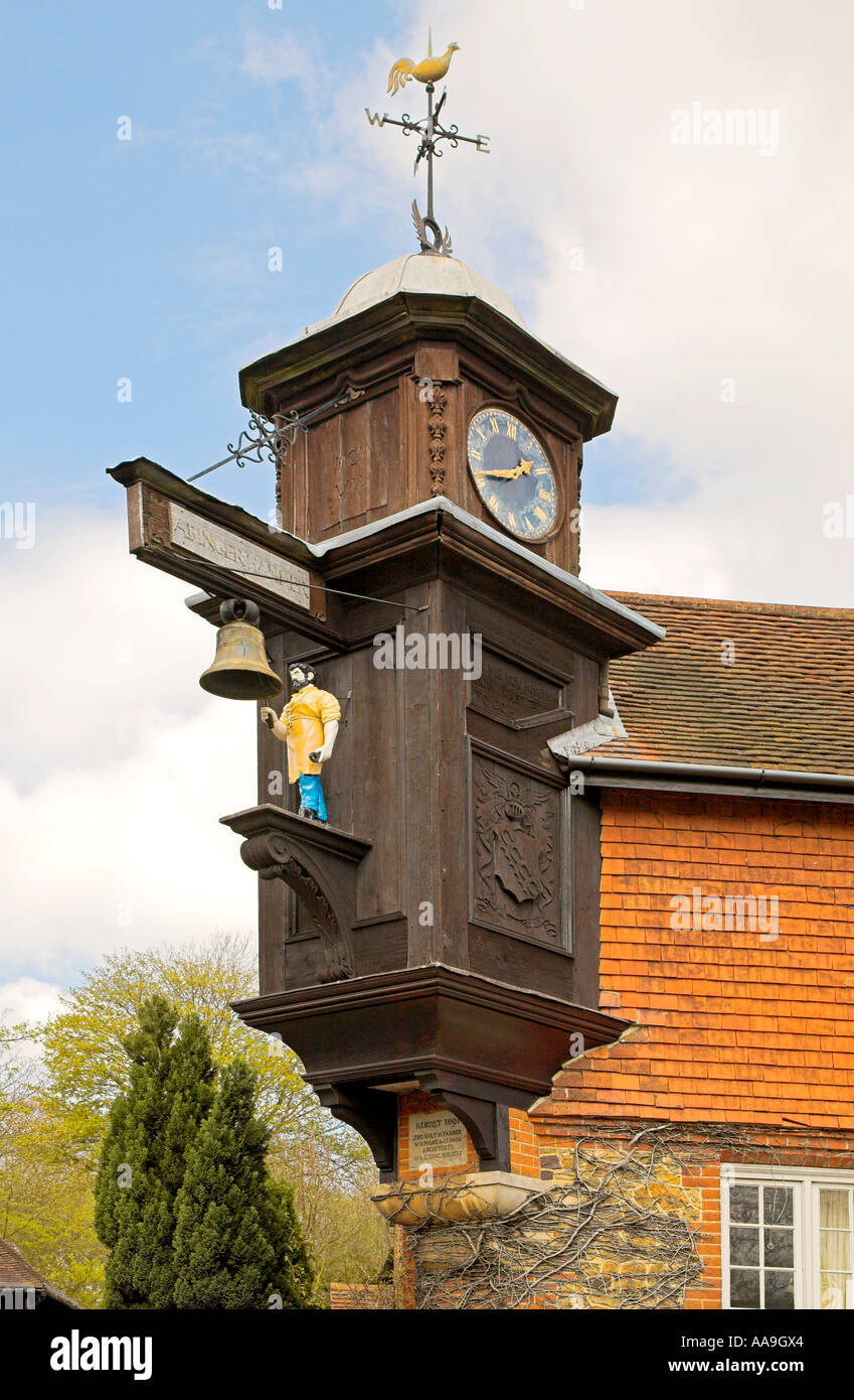 Vertical picture of the Clock with Blacksmith ringing bell attached to ...