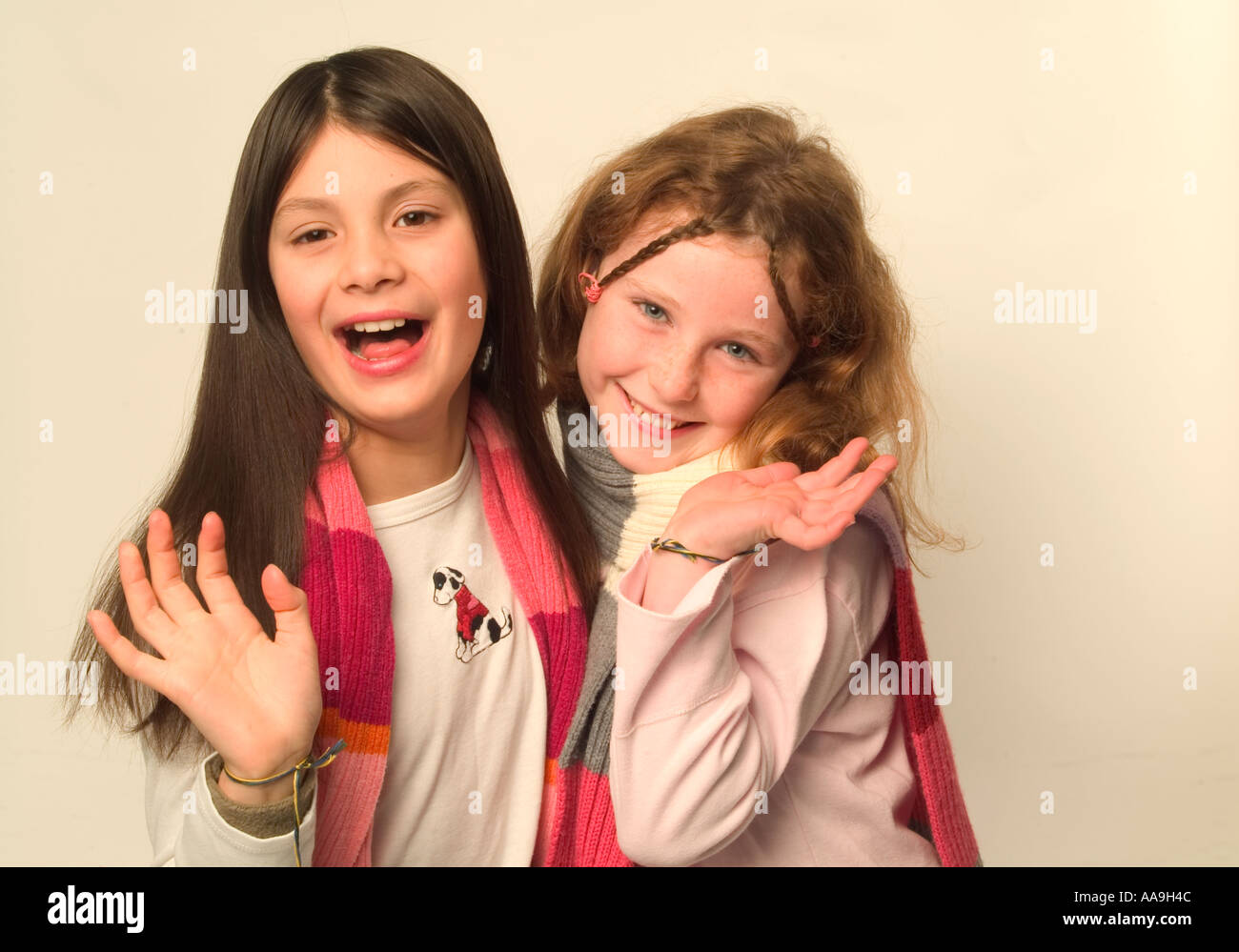 Two pretty nine year old girls Stock Photo - Alamy