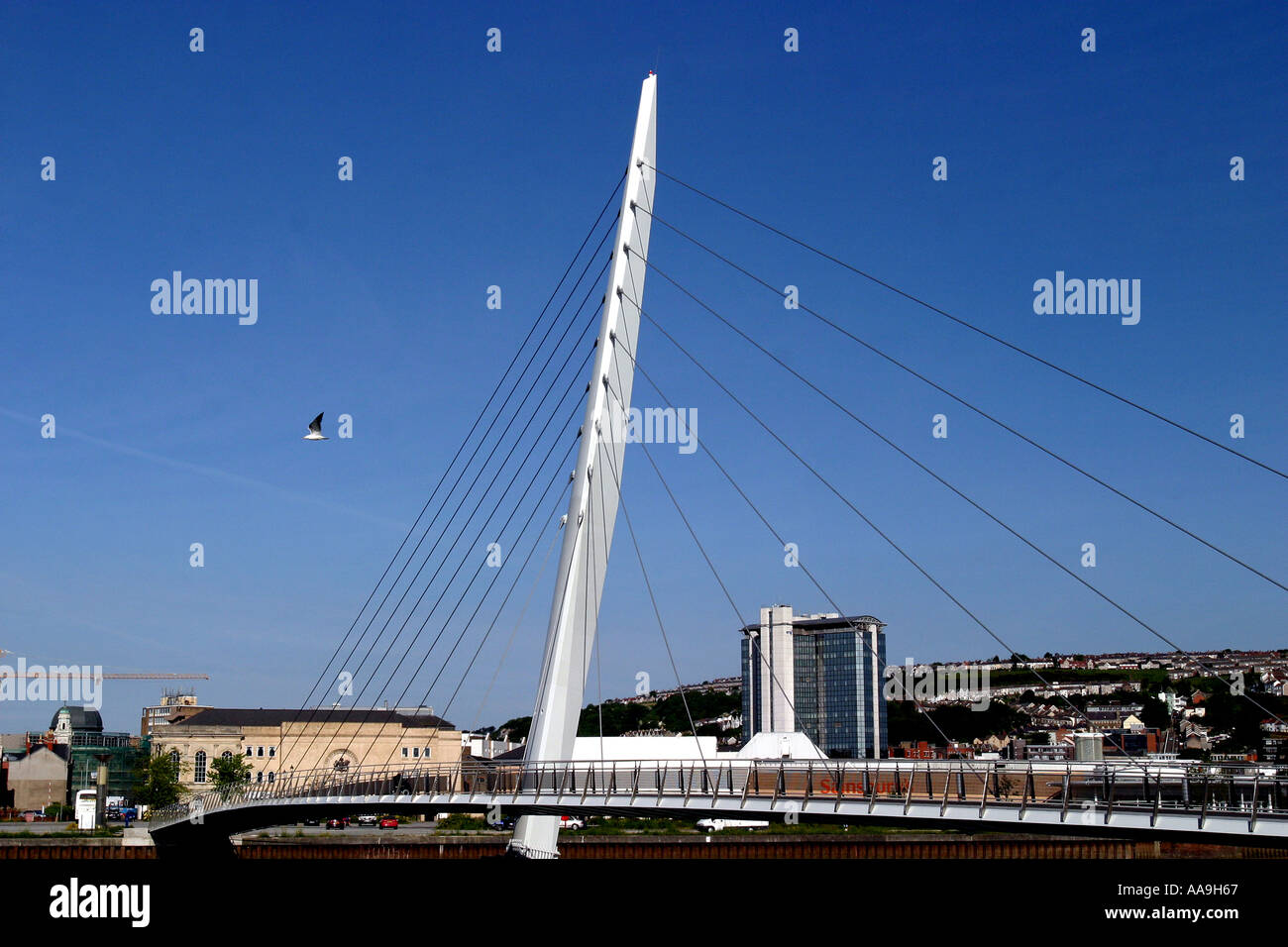 Sail Bridge Dylan Thomas Centre and BT Tower Salubrious Place Dome ...