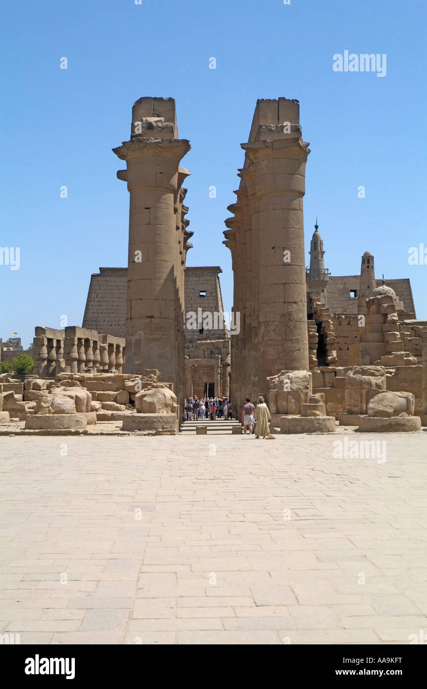 Looking back towards the front Pylon with the columns of Amenhotep III ...
