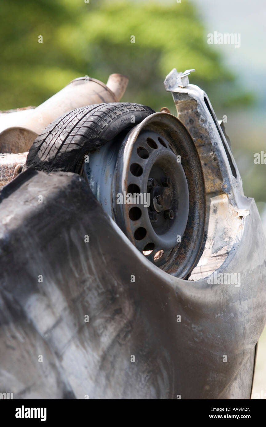Section of burnt out car, the car caught fire on the A27 between ...
