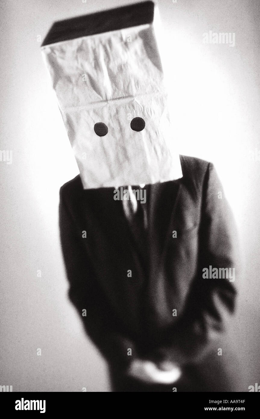 Businessman paper bag over head hi-res stock photography and images - Alamy