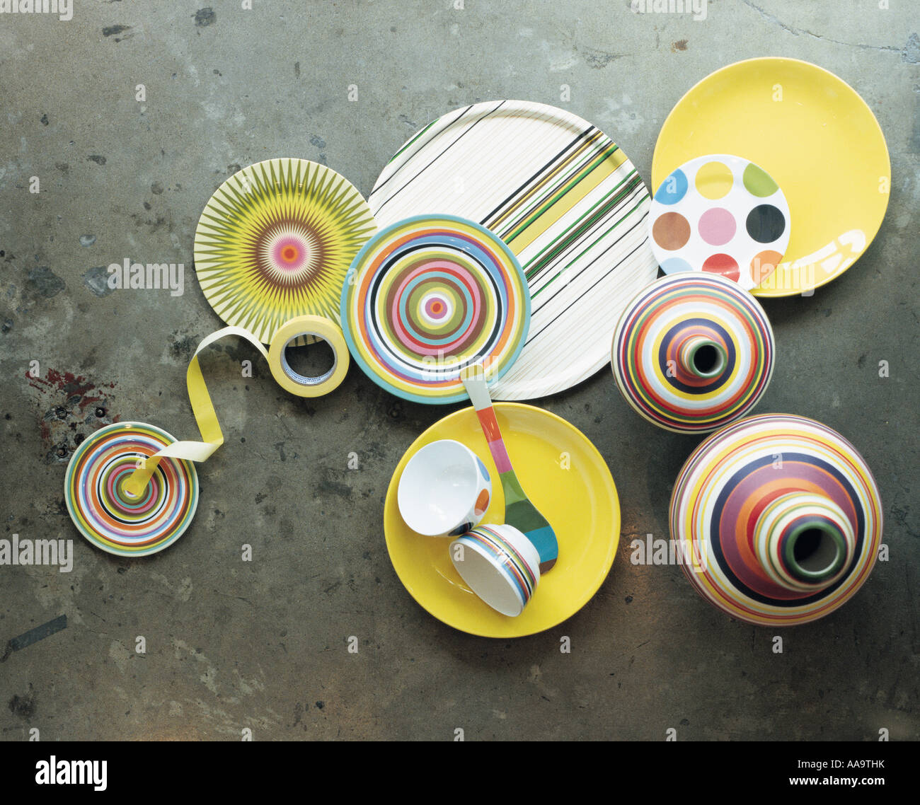 colorful plate and tableware Stock Photo - Alamy