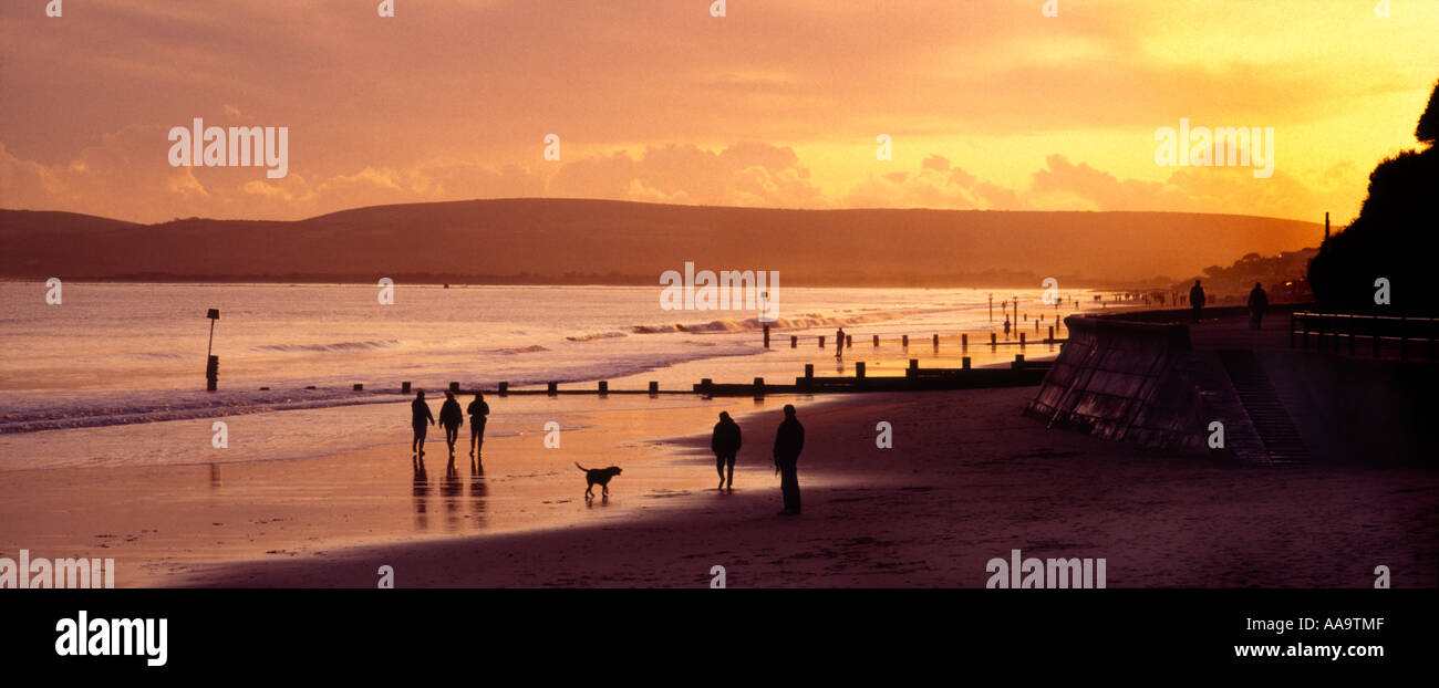 Sun Setting Sandbanks beach Poole Dorset England UK Stock Photo - Alamy