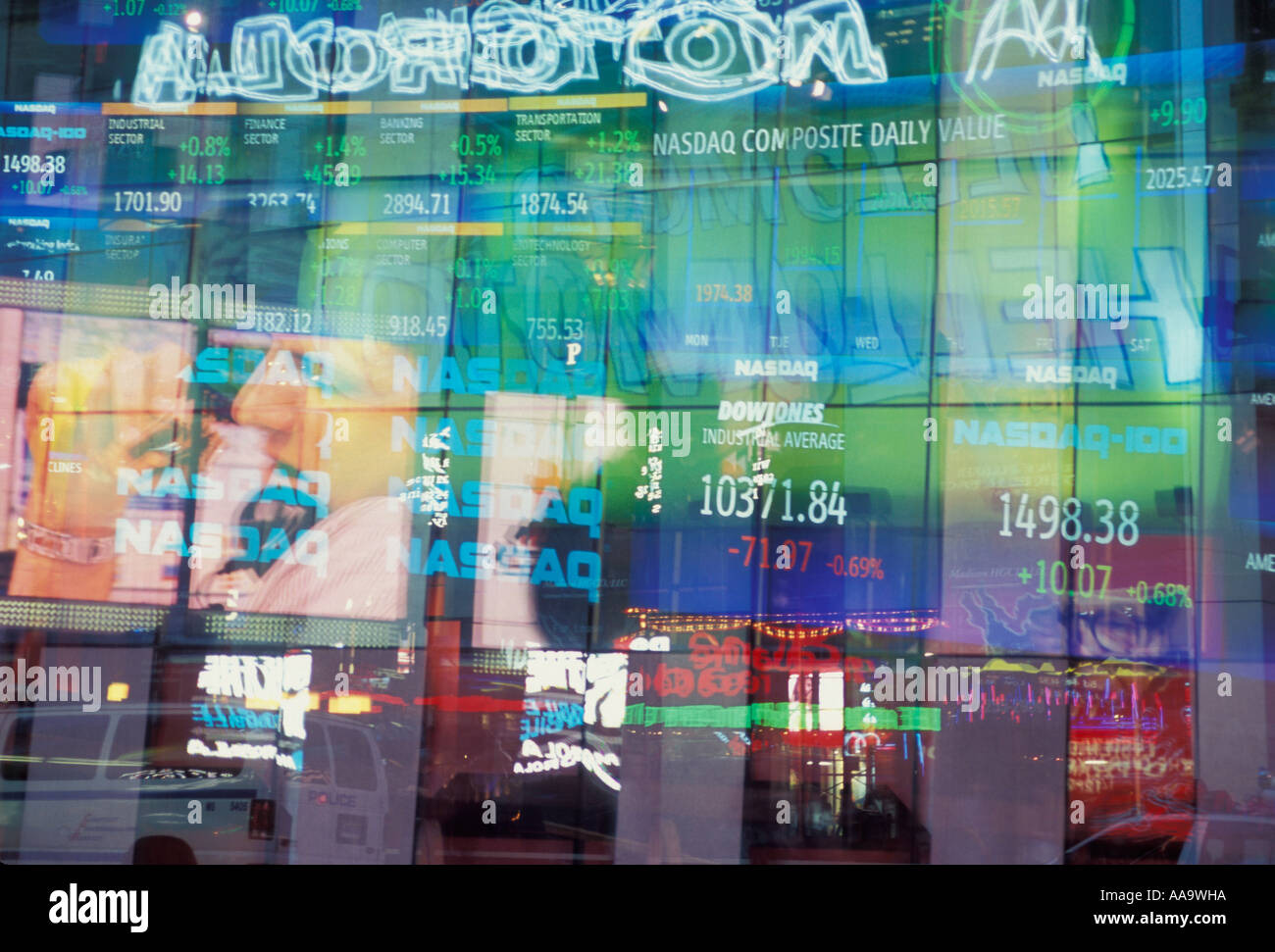 Nasdaq Stock Quote on a display in Times Square New York City United ...
