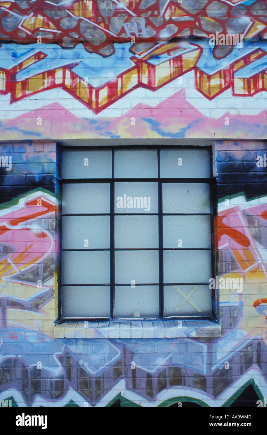 window with graffiti Los Angeles California United States of America ...