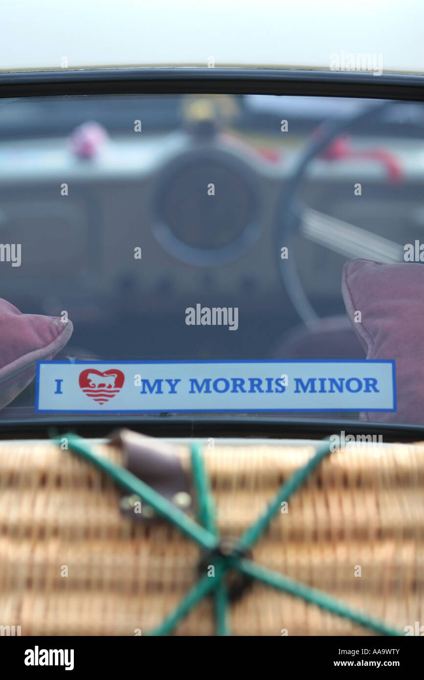 I love my morris Minor sticker on the rear window of a vintage minor ...