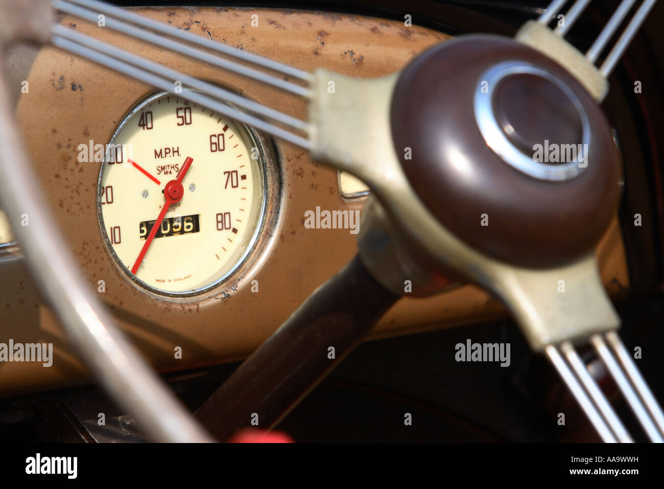 Detail of the interior of a vintage Morris Minor Car Stock Photo - Alamy