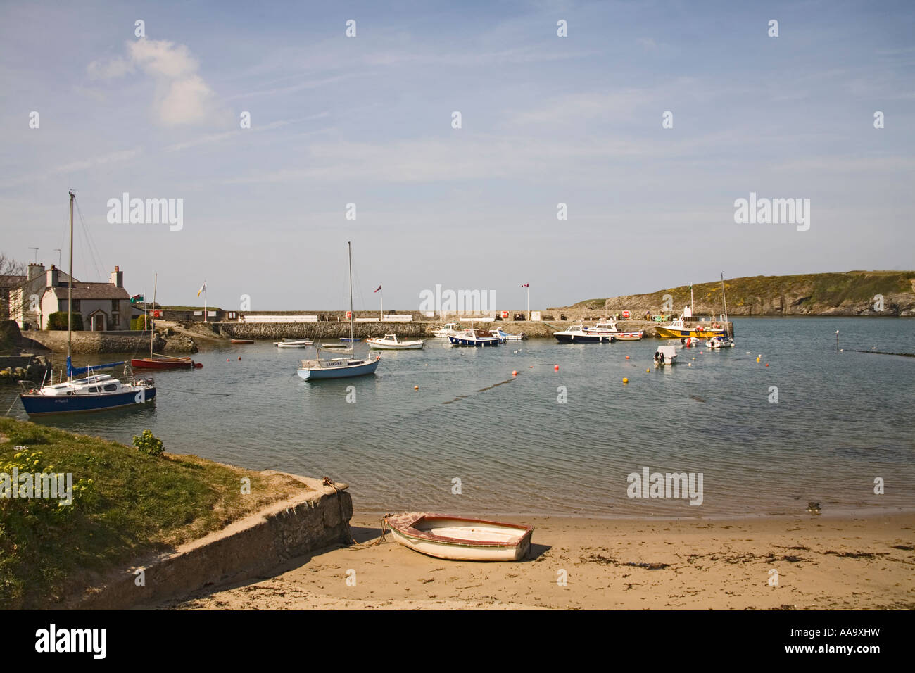 CEMAES ISLE OF ANGLESEY NORTH WALES April Looking across the harbour of ...