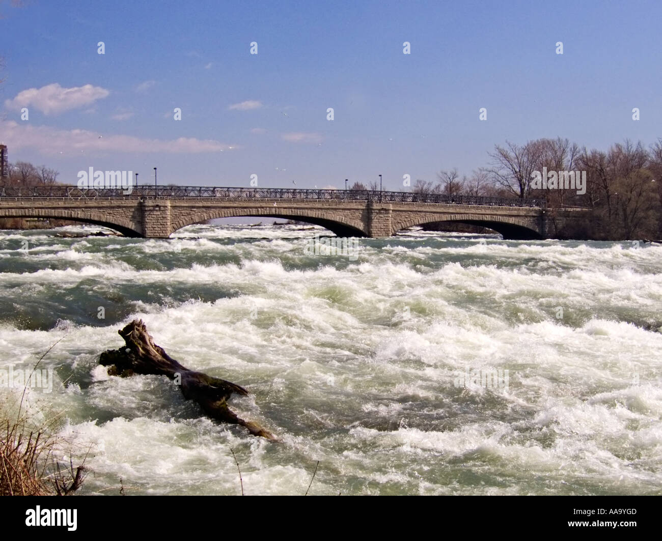 Goat Island Bridge over the Niagara River, upstream of the American ...