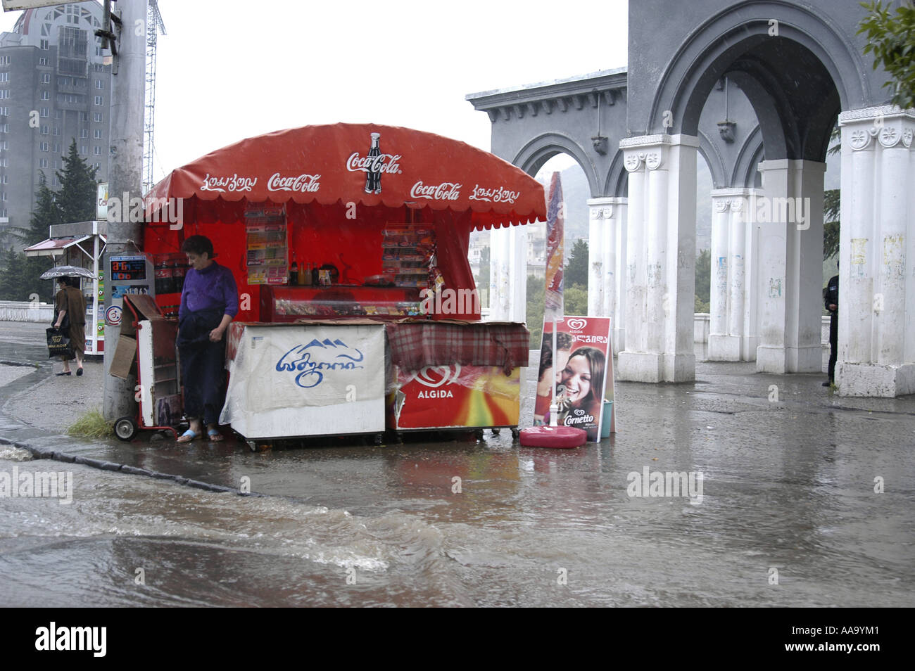Shop along the street and a rainy day in Tbilisi (Republic of Georgia ...