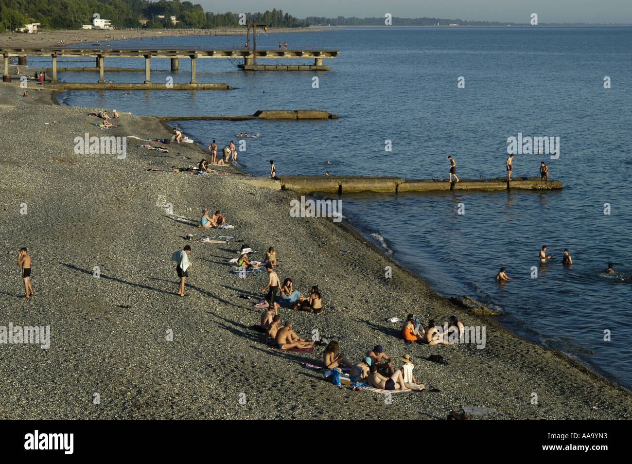 View on the beach of Sukhumi, capital of Abkhazia Stock Photo - Alamy