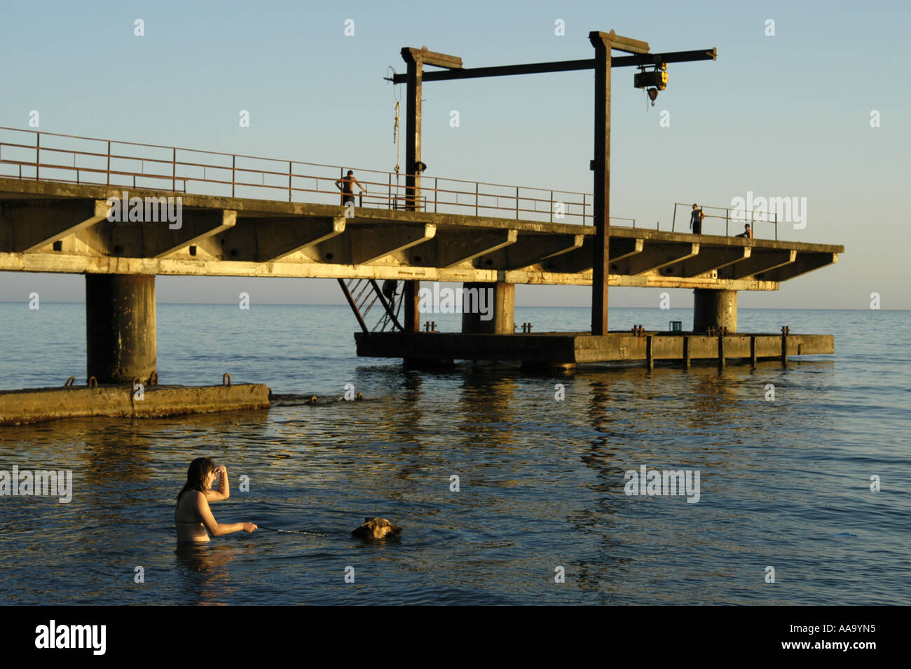People swimming at the beach of Sukhumi, capital of Abkhazia Stock ...