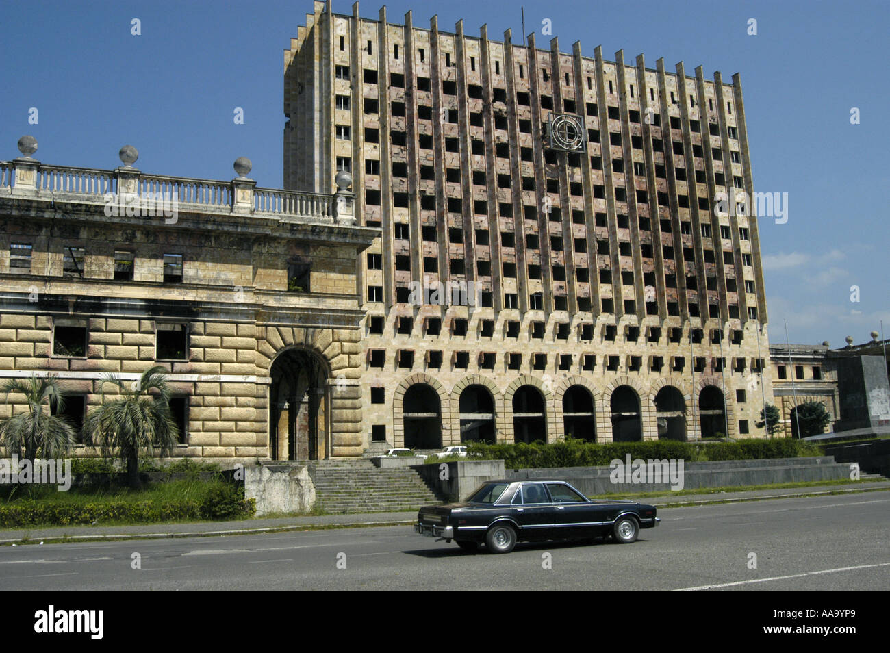 Destroyed building of the Government of Sukhumi (Abkhazia Stock Photo ...