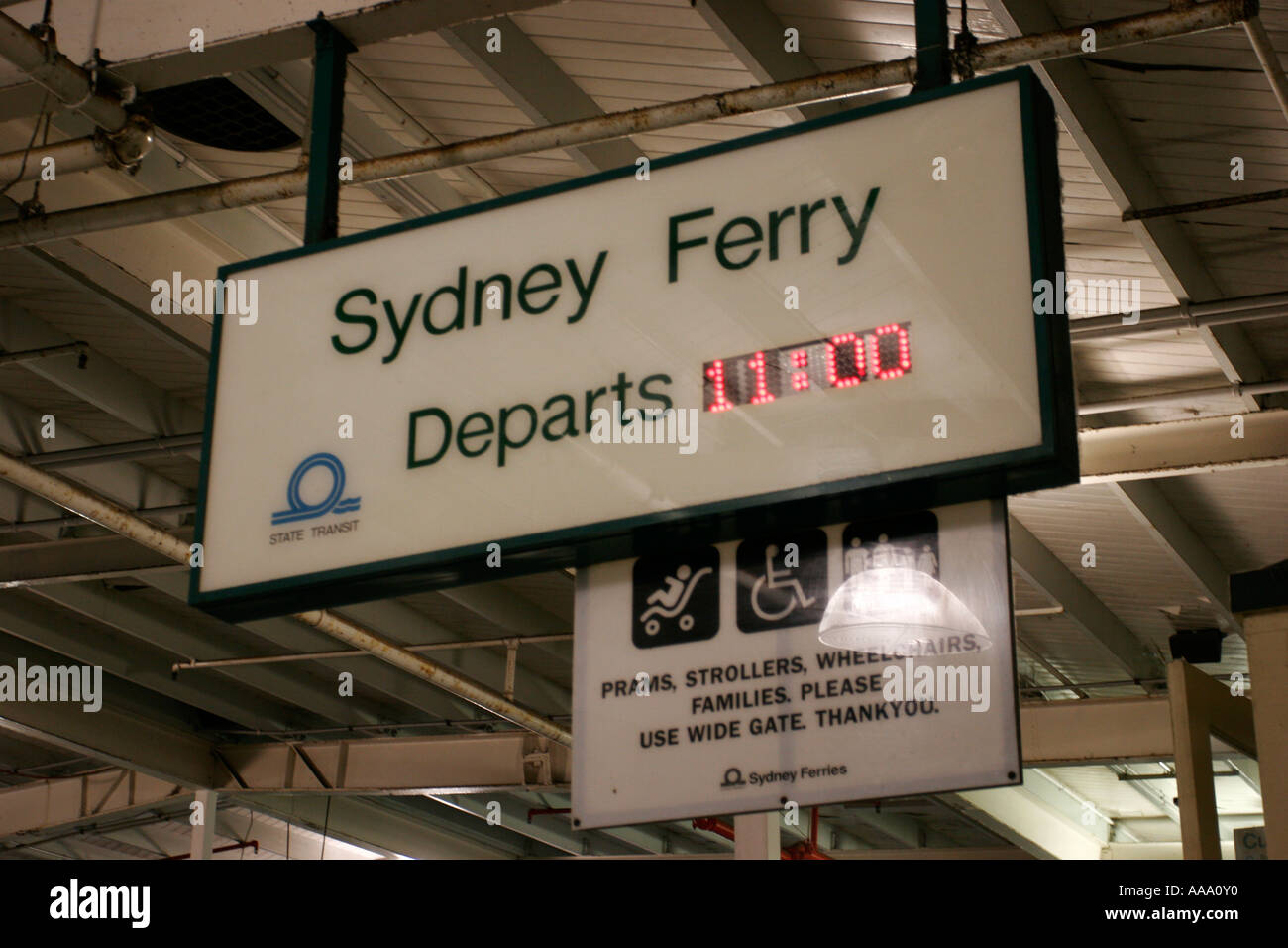 Sign for the Sydney ferry at Manly Wharf. Sydney Australia Stock Photo ...