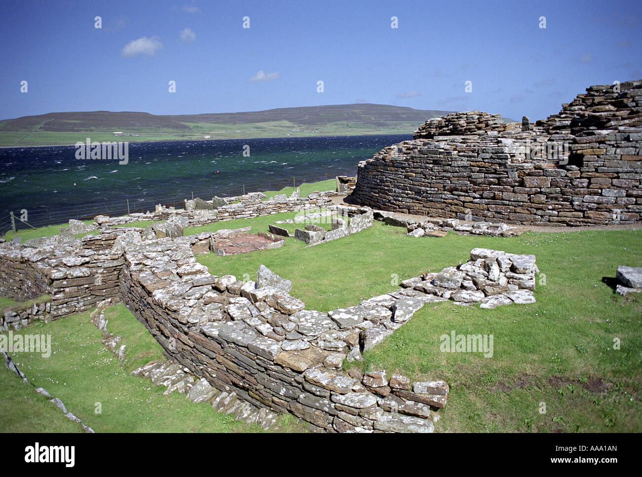 Iron Age fortified village ruins Broch of Gurness eynhallow sound ...
