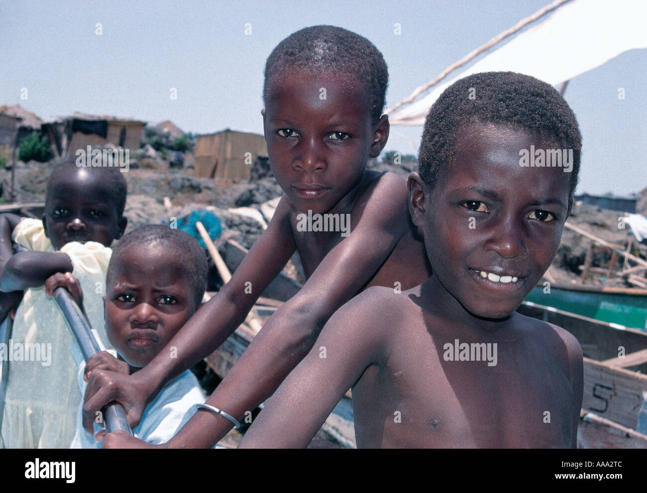 Luo children at Mfangano Fishing Village Lake Victoria Kenya East ...