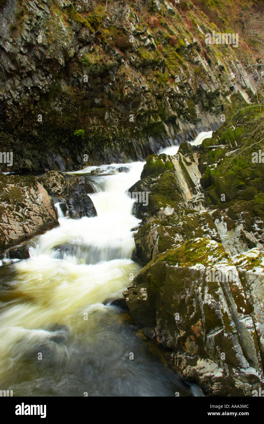 Wales Caernarfonshire Snowdonia National Park The fast flowing waters ...