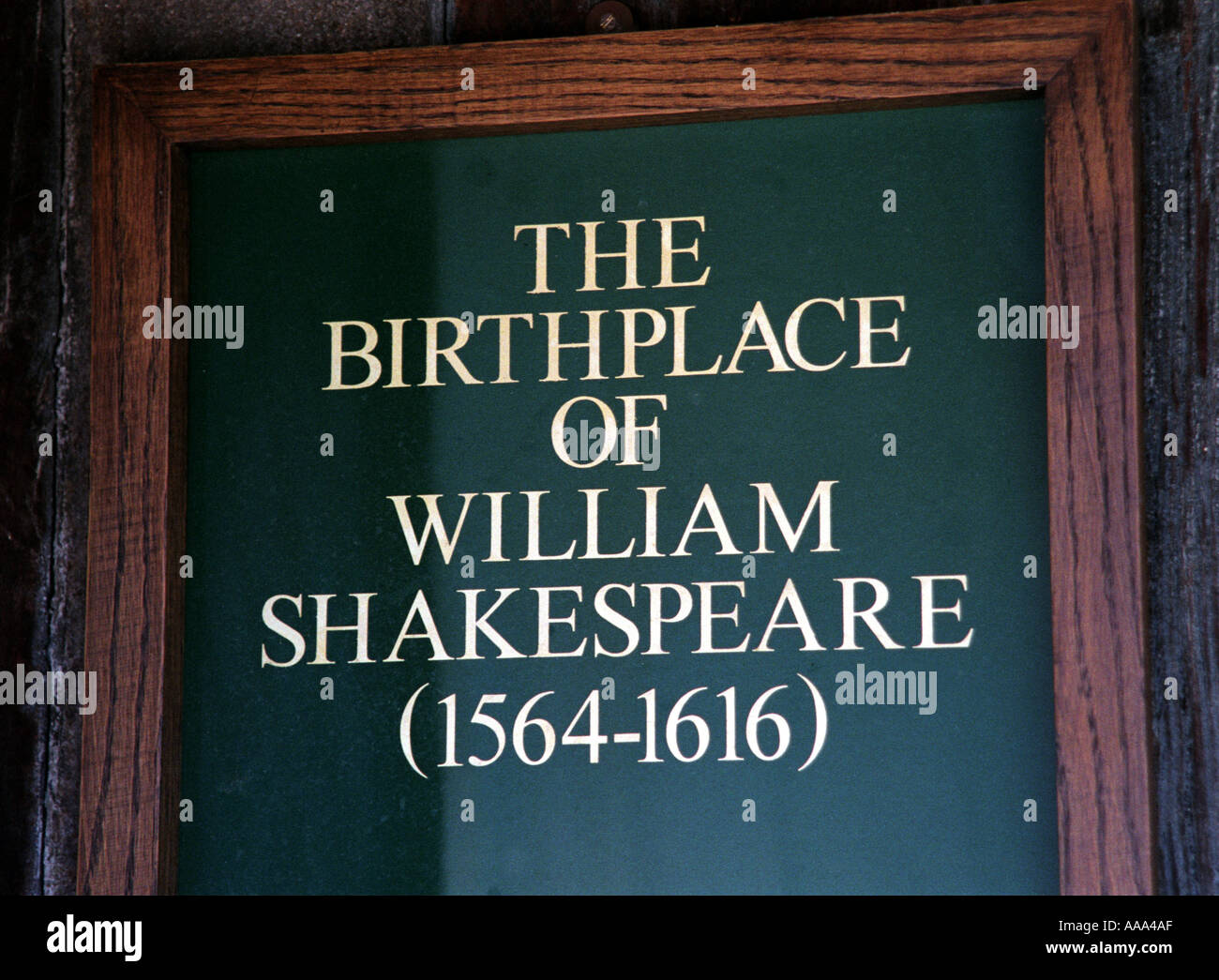 Sign at Shakespeare's birthplace in Stratford-upon-Avon, UK Stock Photo ...