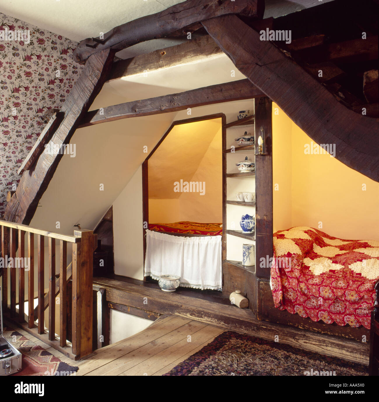 Interior of a reconstructed weavers cottage in Scotland Stock Photo - Alamy