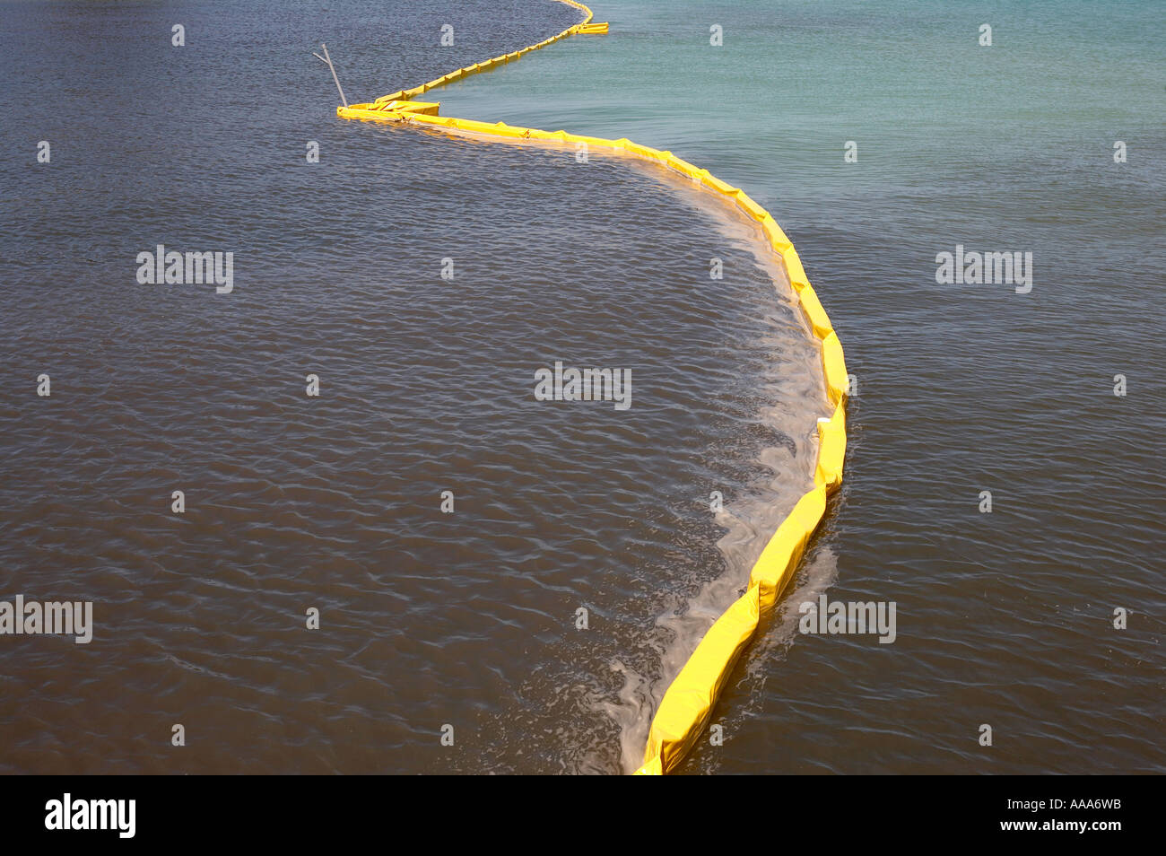 Pollution control barrier in the sea viewed from the city pier Anna ...