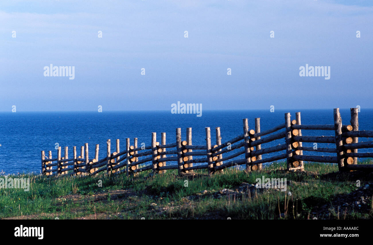 old wooden fence on the Gaspé Peninsula Quebec Bay of Chaleur Stock ...