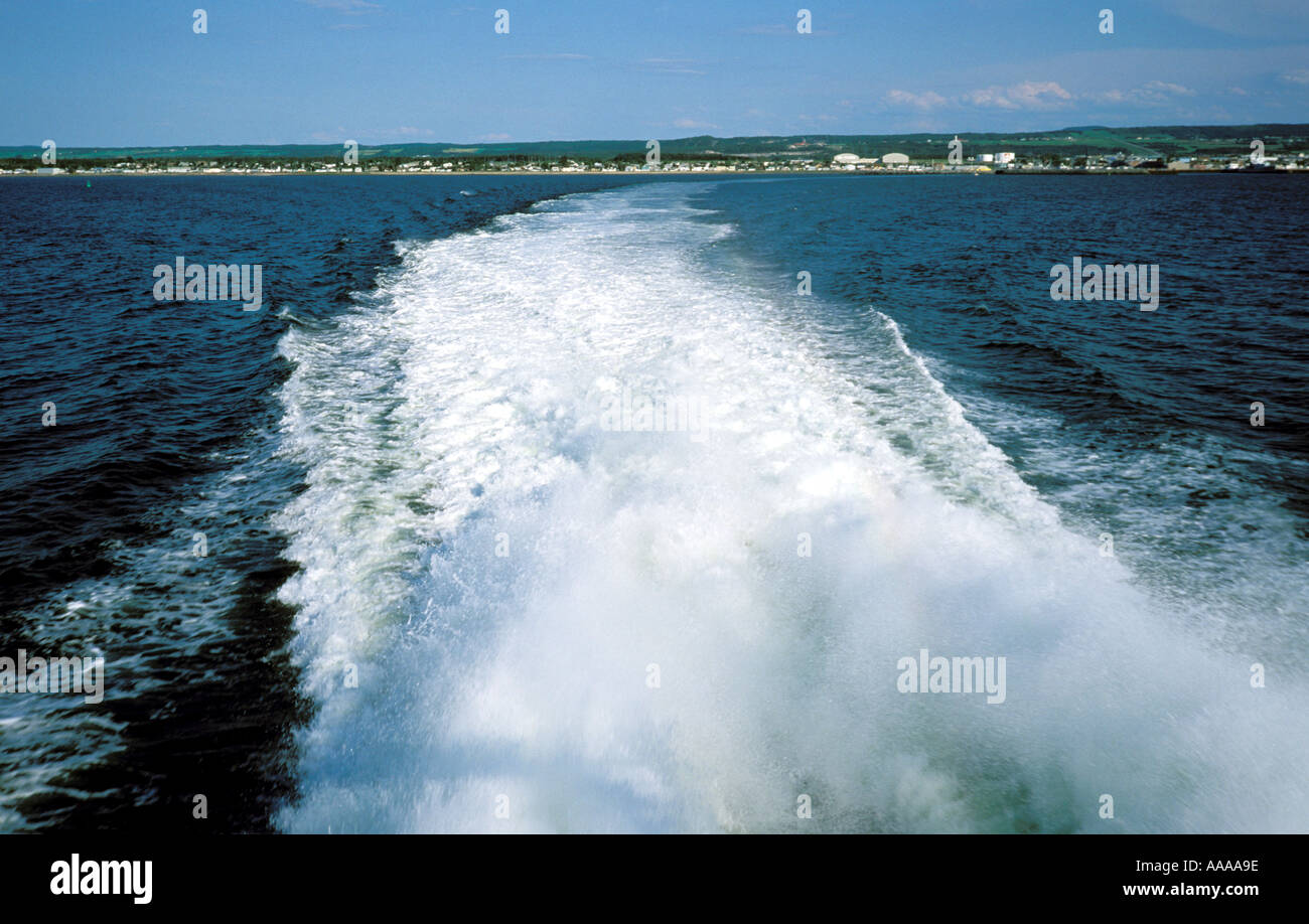 foam from wake thrown by catamaran ferry Stock Photo - Alamy