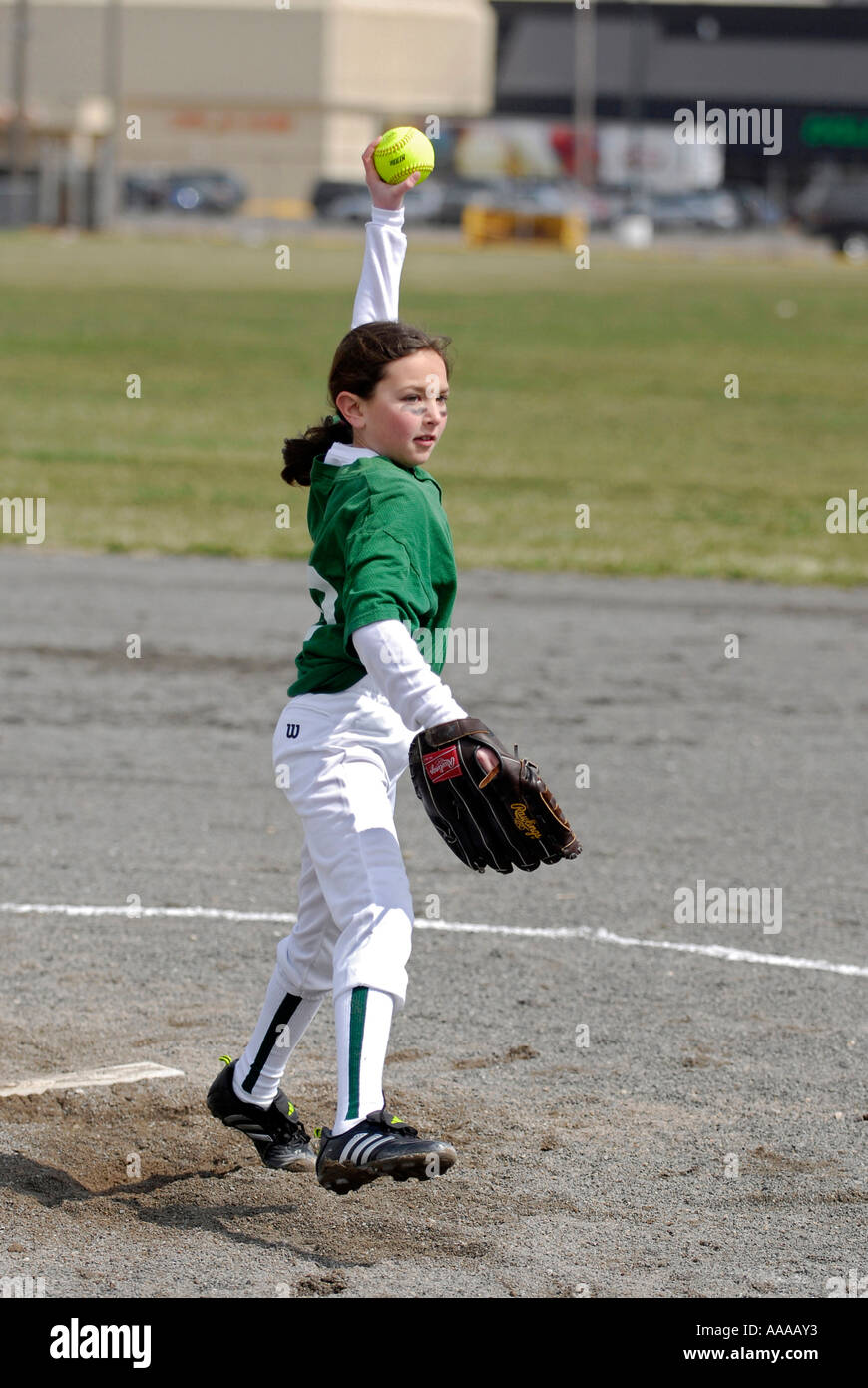 Young girls play softball Stock Photo - Alamy