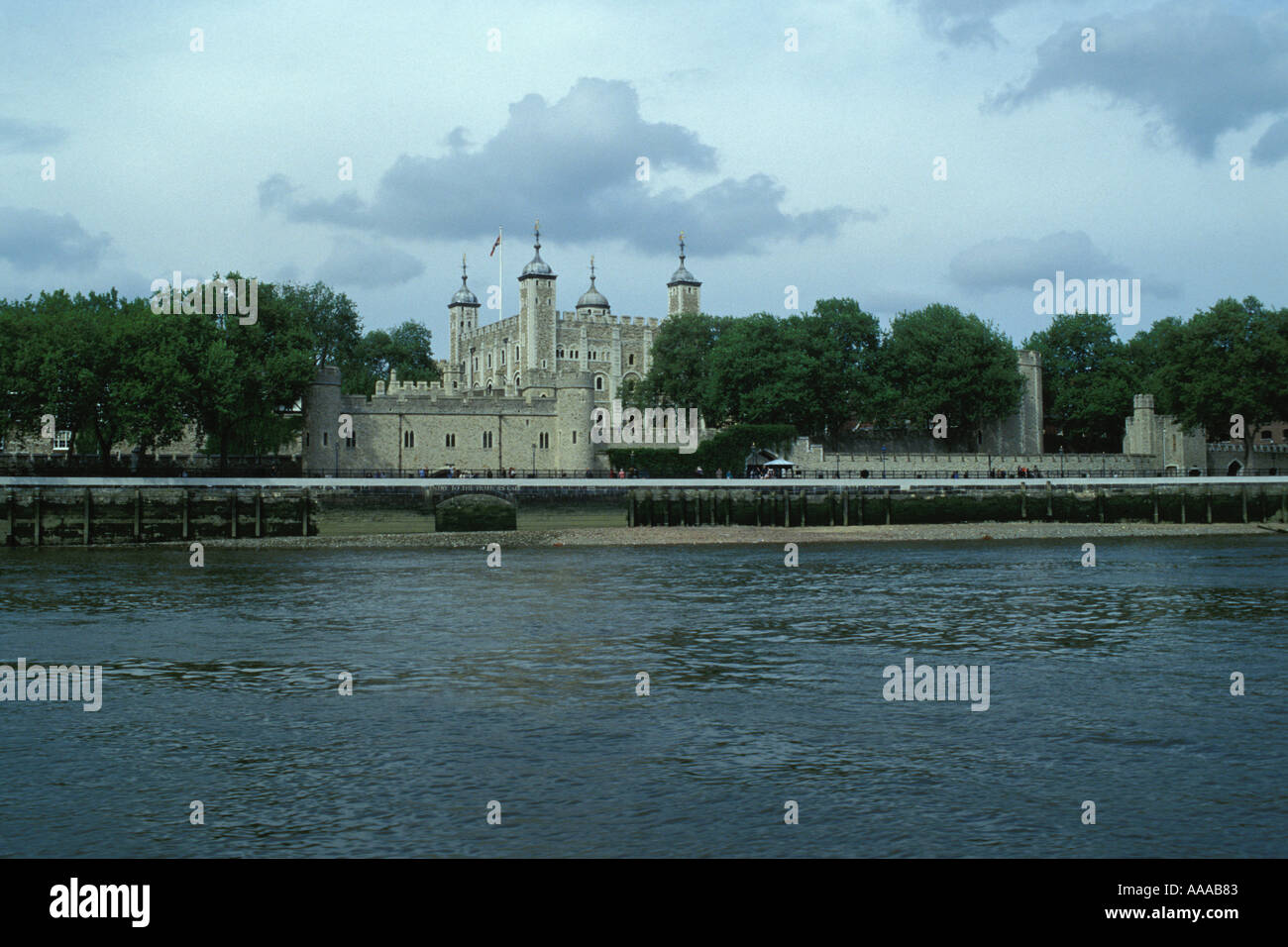 The Tower of London showing the Traitors Gate at the river edge London ...