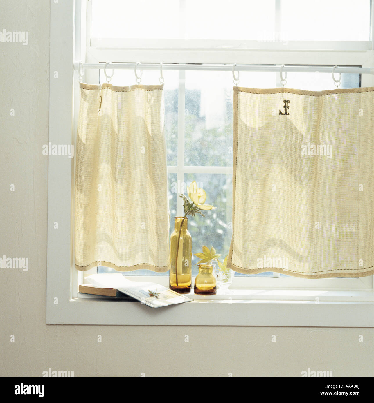 flower vase in window frame Stock Photo - Alamy