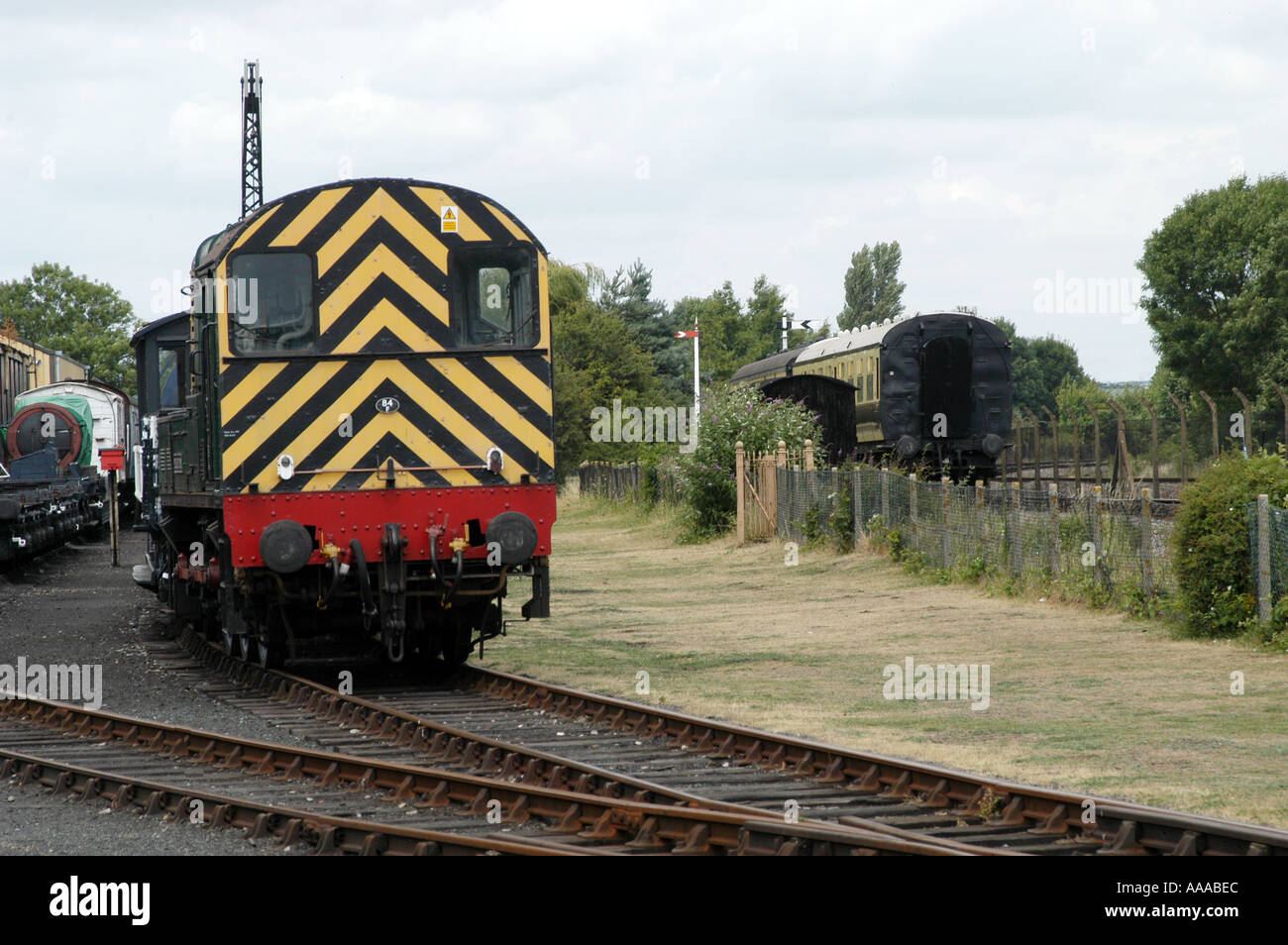 Shunting train in Railway sidings Stock Photo - Alamy
