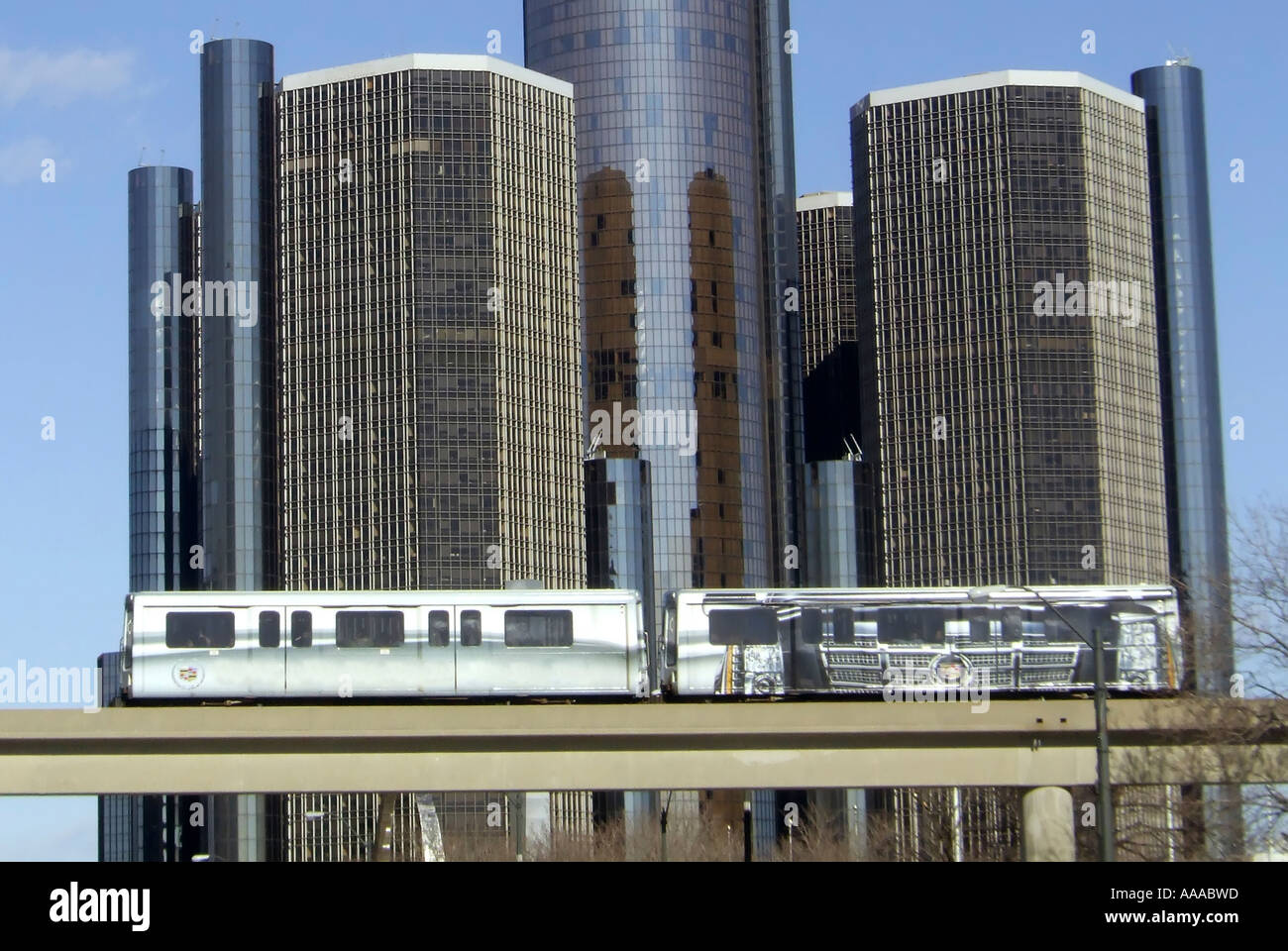 Downtown transportation with a monorail train and the Renaissance ...