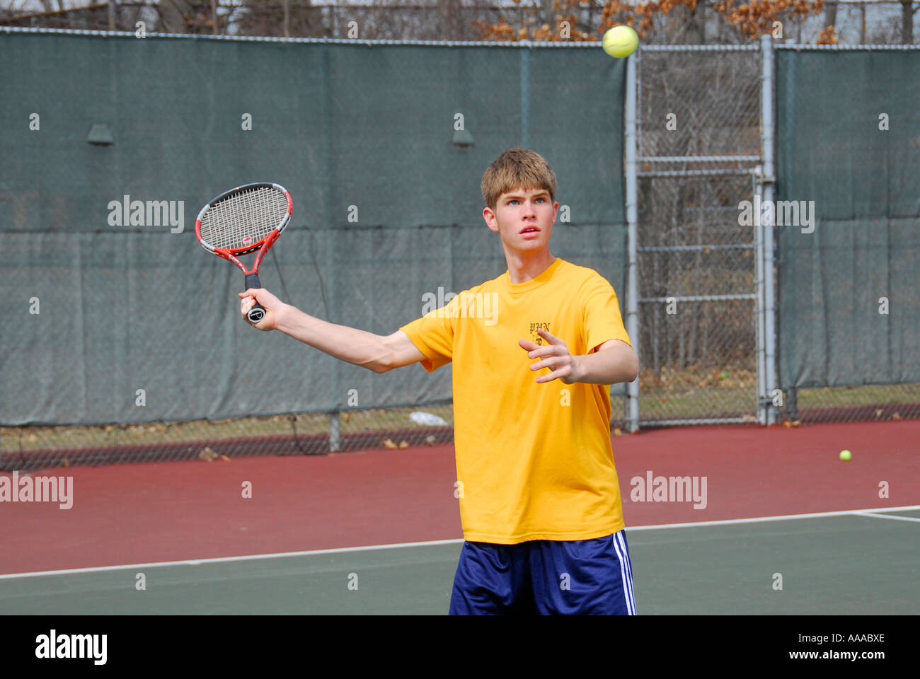 High School Tennis Action Stock Photo - Alamy