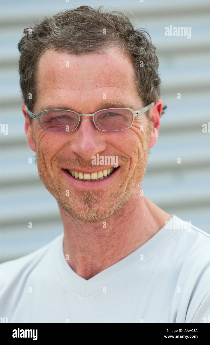 Midlife sporty straight male tough modern 40s smiling unshaven hi-res ...