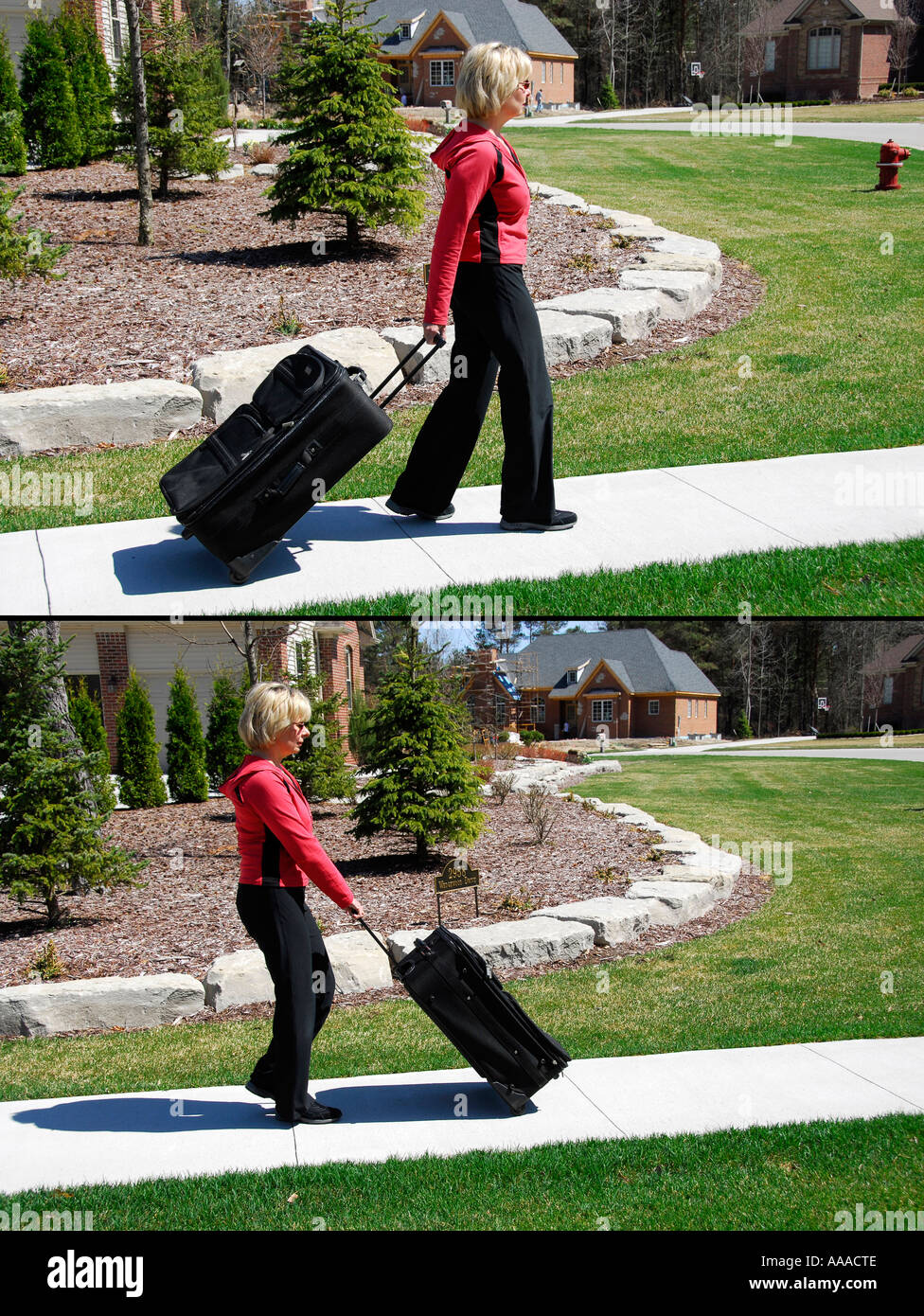 Female with suitcase Showing the concept of pulling and pushing pull ...