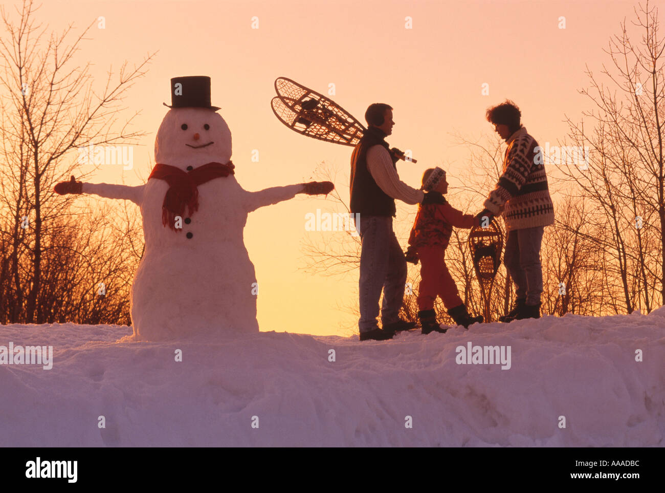 Agriculture - A farm family with their snow shoes and a newly made ...