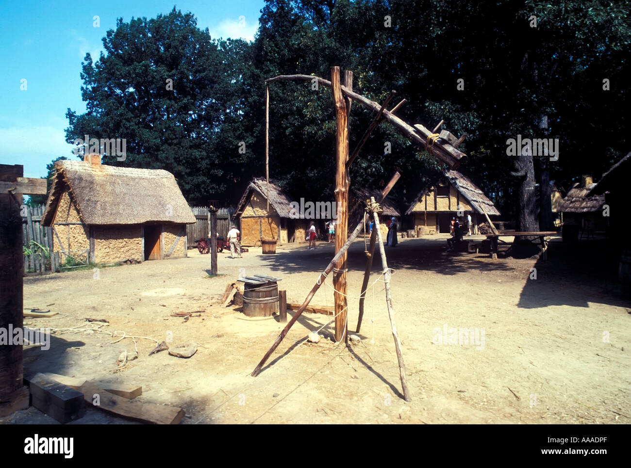 Homes in the historical James Fort at Jamestown Festival Park Virginia ...