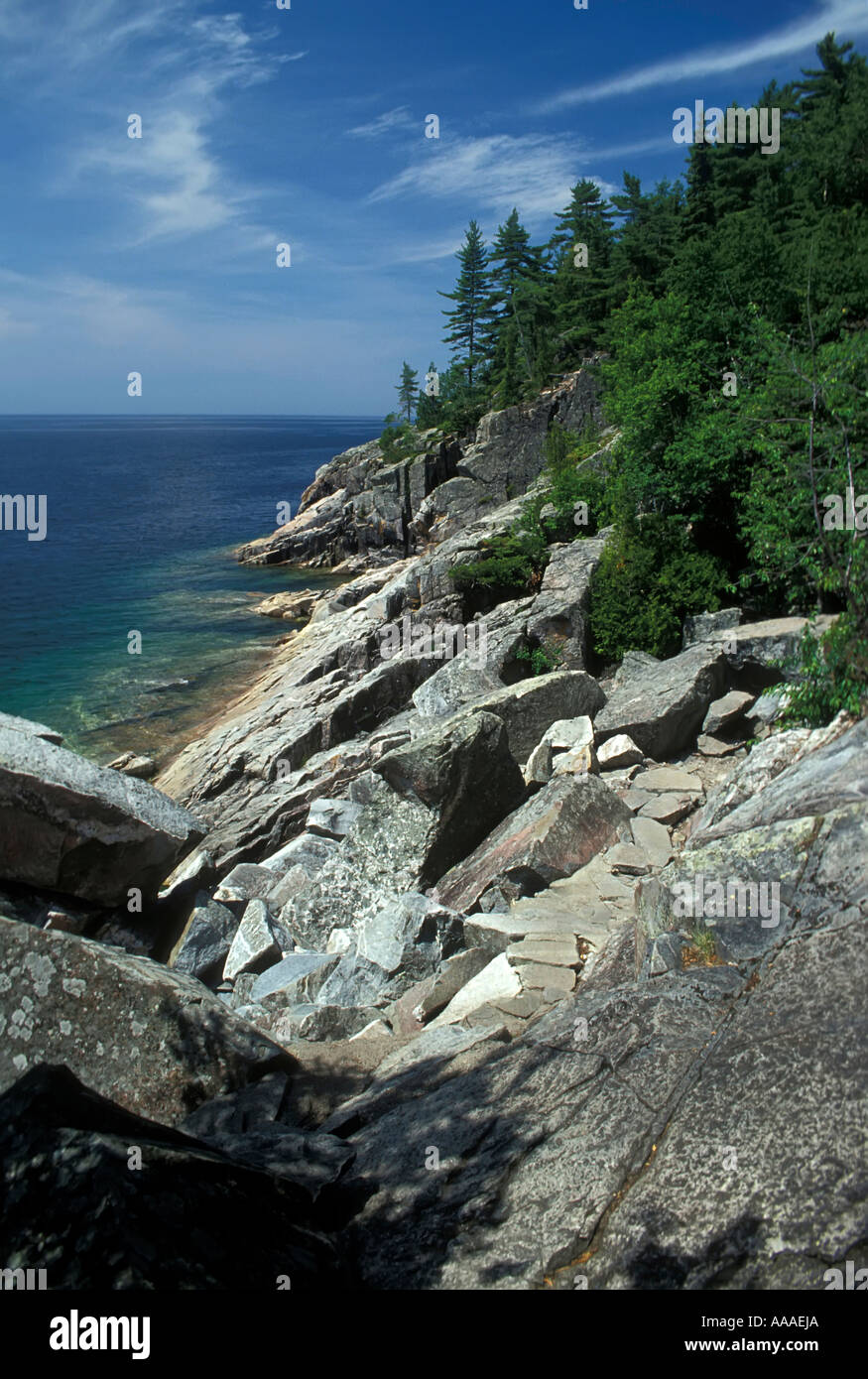 Lake Superior shoreline in Michigan Upper Peninsula at Munising ...