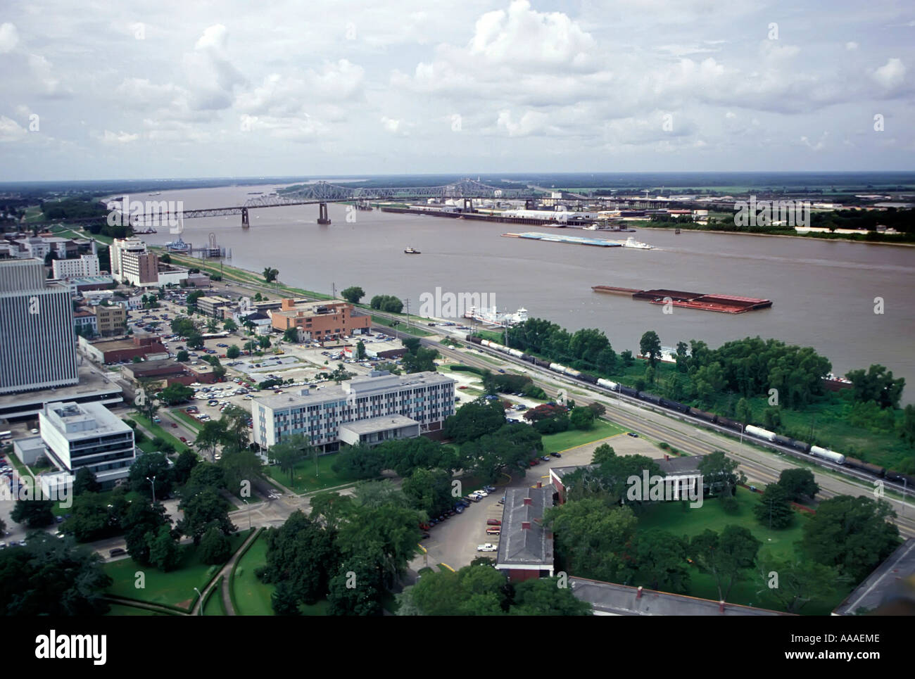 Baton Rouge Louisiana and river traffic trade on the Mississippi River ...