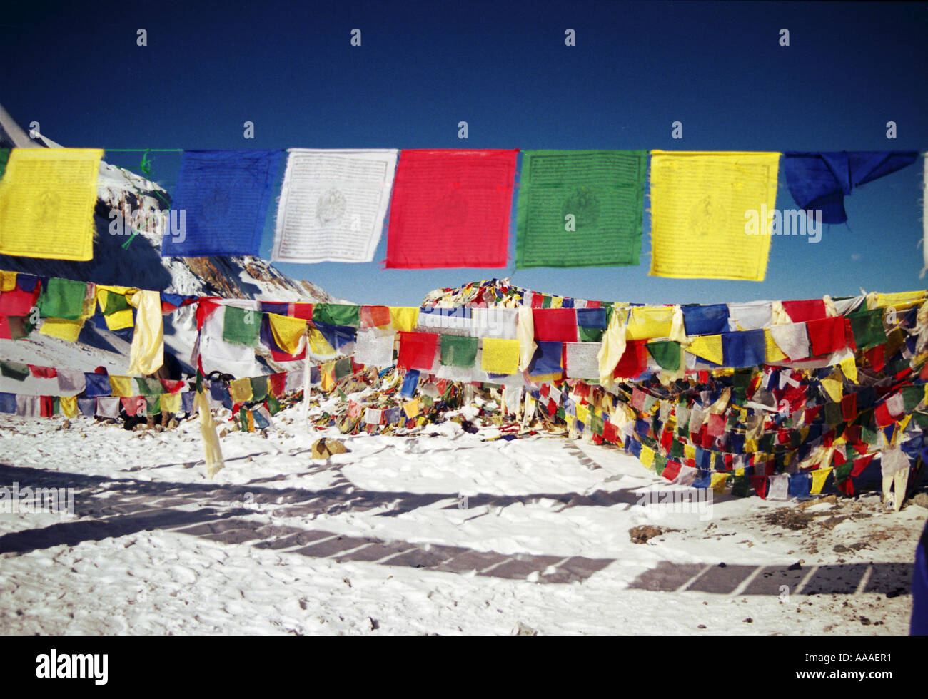 Prayer flags on Himalayan pass Stock Photo - Alamy