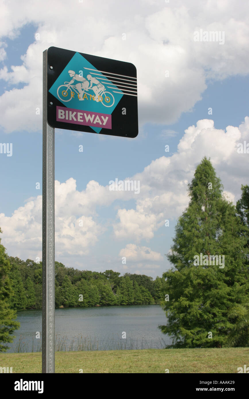 Orlando Florida,Lake Cherokee Historic District,Bikeway sign ...