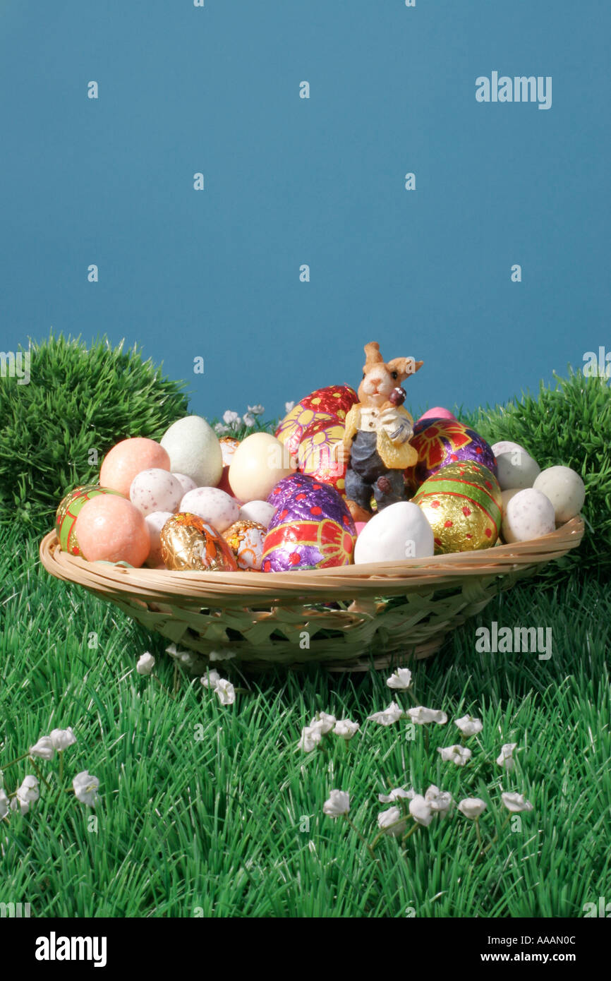 Easter eggs with easter rabbit Stock Photo - Alamy