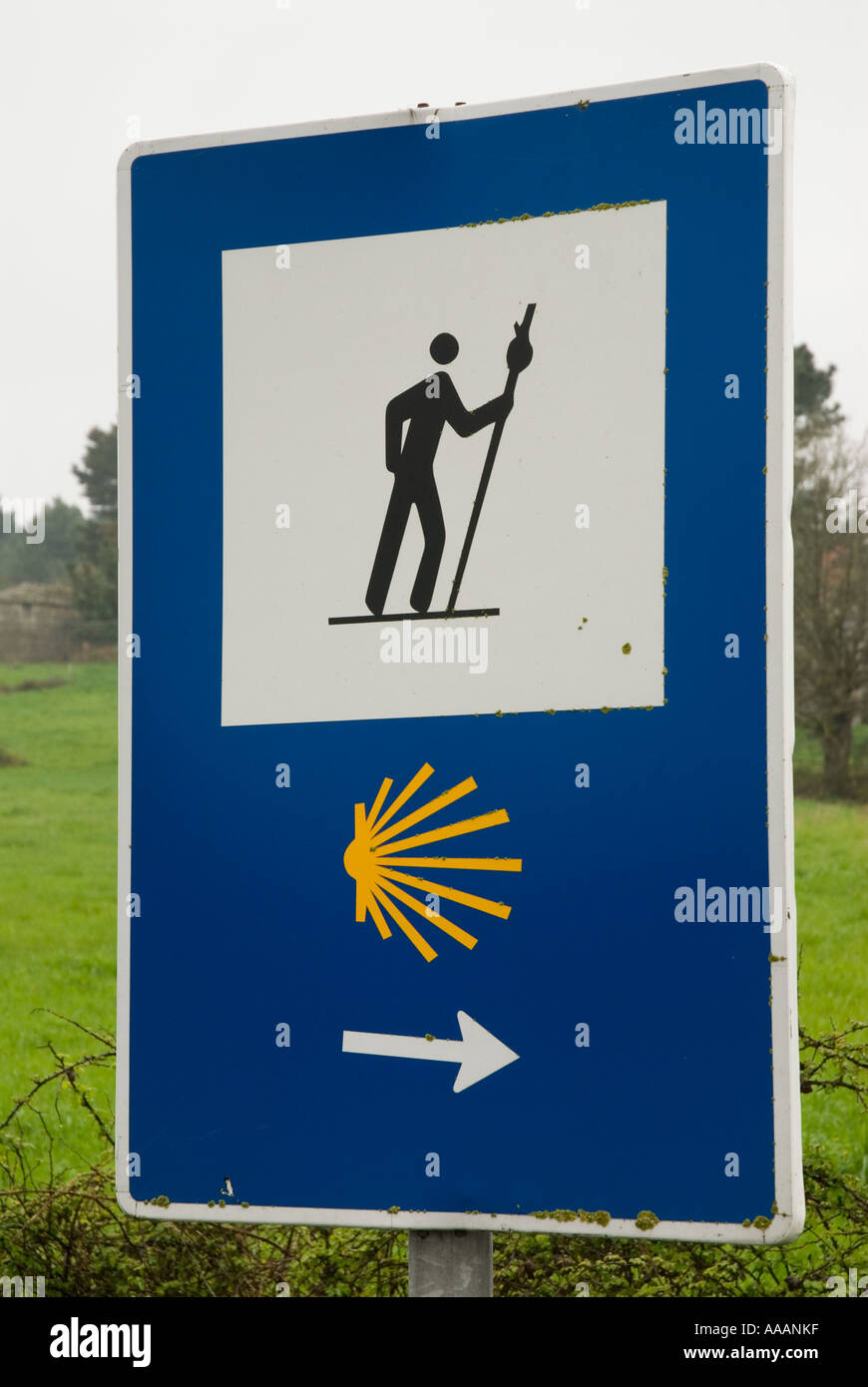 Camino de Santiago sign in North Spain marking the pilgrimage route ...