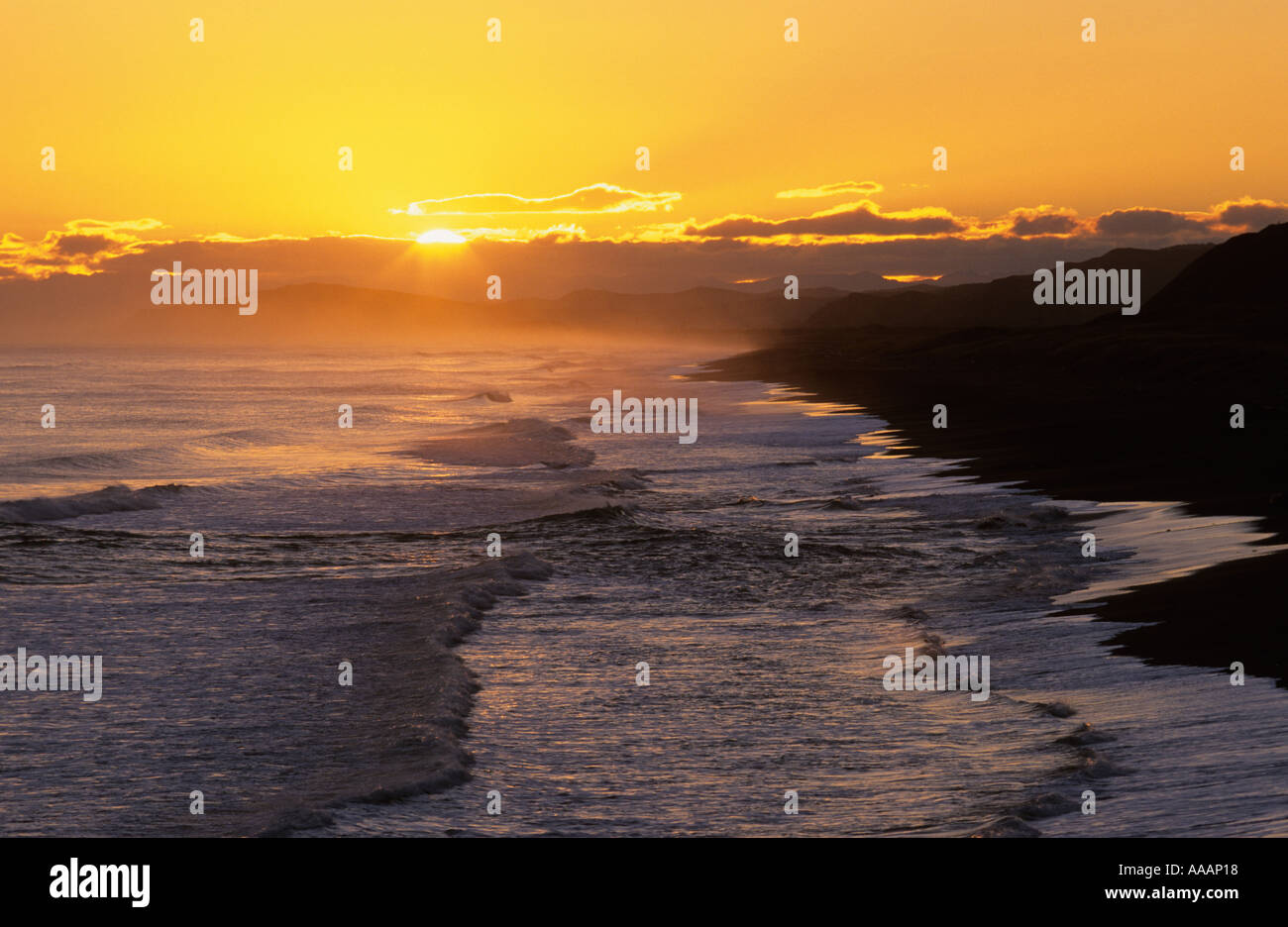 Sunset at Mahia Beach Eastland New Zealand Stock Photo - Alamy