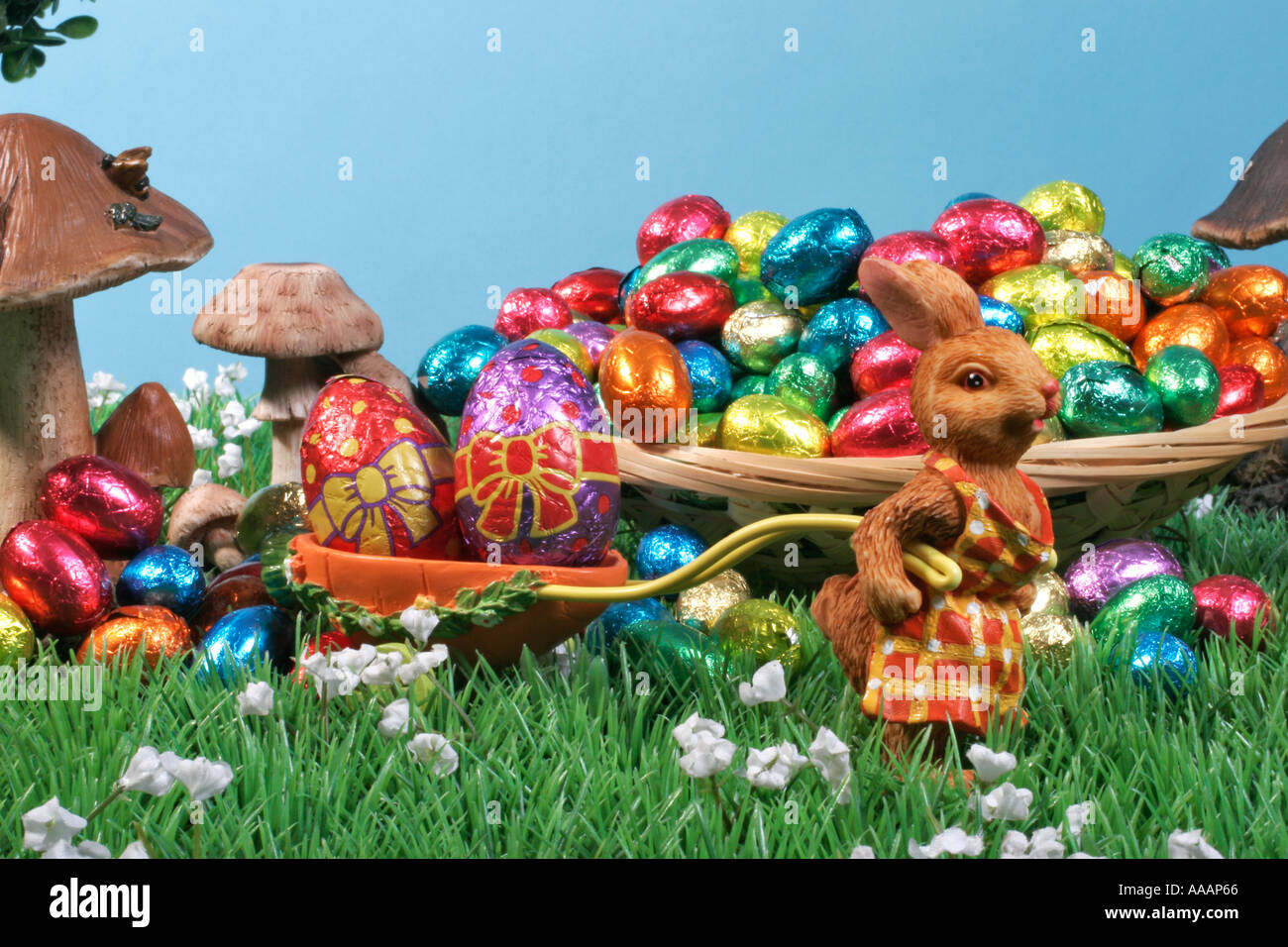 Easter eggs and rabbit Stock Photo - Alamy