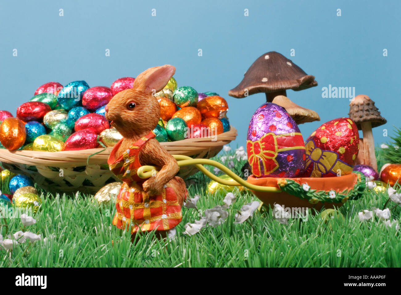 Easter eggs and rabbit Stock Photo - Alamy