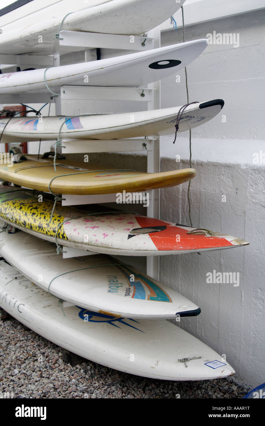 Close up surf boards stacked selection assortment assorted uk hi-res ...