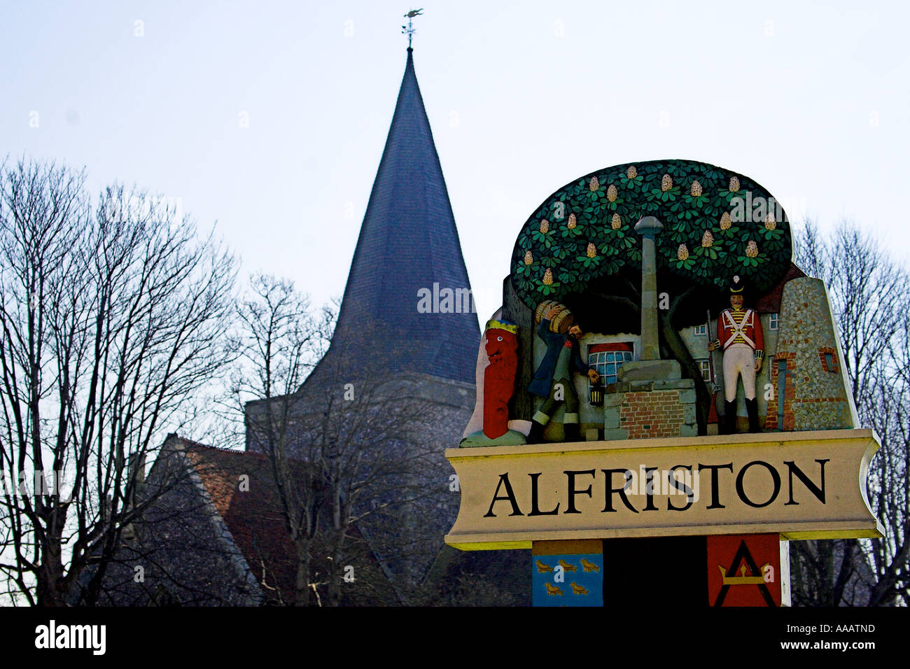 village sign post at Alfriston Stock Photo - Alamy